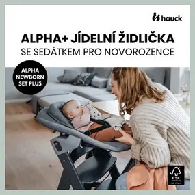 Hauck Alpha+ dřevěná židle+novorozenecký set polohovací, 0m+, Dark Gre