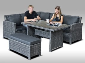 Zahradní set Paola 1 pro 4-6 osob, kulatý tmavě šedý umělý ratan 220x194cm