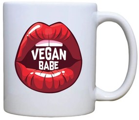 Super plecháček Keramický hrnek s potiskem Vegan babe Objem a motiv: 450 ml bílý uvnitř