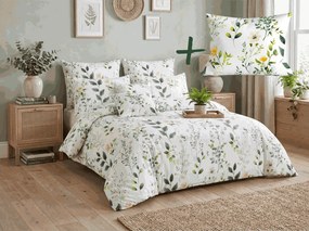 Sada povlečení z mikrovlákna FLORAMA bílé + povlak na polštář 50 x 70 cm ZDARMA
