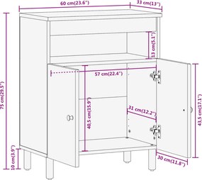 vidaXL Odkládací skříňka 60 x 33 x 75 cm masivní akáciové dřevo [356880] Barva: Přírodní