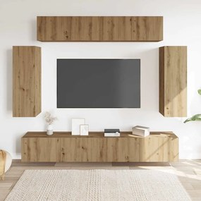 Sada 6 kusů nástěnné TV skříňka dub artisan kompozitní dřevo 3329002