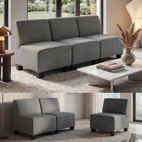 Modulární 3místná rozkládací pohovka Lyon, látka/textil ~ šedá, bez područek