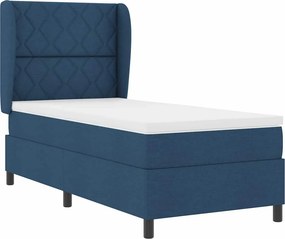 Postel s boxspringem s čelo Modrá 90 x 190 cm textil 3340605