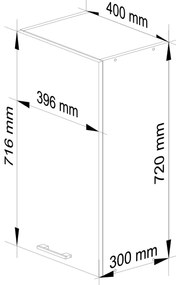 Závěsná kuchyňská skříňka OLIVIE 40x72 cm matná bílá
