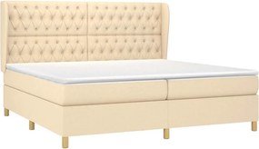 Box spring postel s matrací krémová 200x200 cm textil 3128794