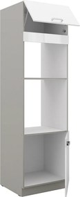 BIANCA sb | vysoká skříňka 60 DPM-210 2F na vestavnou troubu a mikrovlnku | 60 cm | světle šedá/bílá lesk