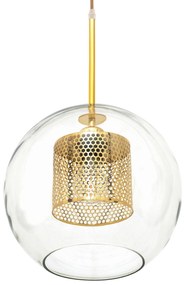 Toolight, skleněná závěsná lampa 1xE27 APP554-1CP 20cm, zlatá, OSW-00075