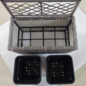 Outsunny Květináč s mřížkou pro rostliny, 2 prostory, 22L, zahradní balkonová terasová venkovní nádoba v pletené pryskyřici a oceli 57 x 30 x 107 cm …