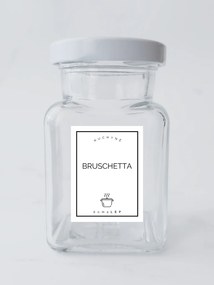 Samolepka na kořenky BRUSCHETTA bílá 3 × 4 cm základní písmo