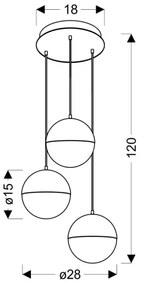 LED Lustr na lanku FURNI 3xLED/5W/230V zlatá