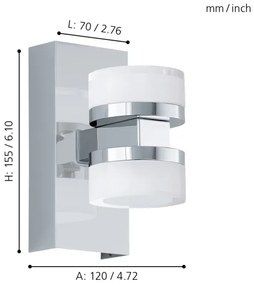 Eglo 96541-LED Stmívatelné koupelnové nástěnné svítidlo ROMENDO 2xLED/7,2W/ IP44