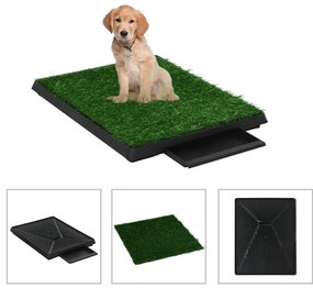 Toalety pro psy 2 ks s nádobou a umělou trávou zelené 63x50x7cm 170767