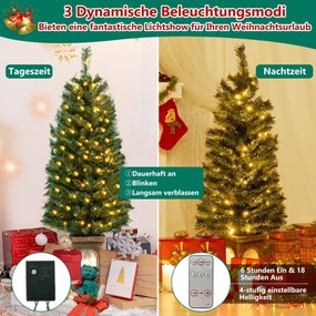 Costway 120 cm Umělý vánoční stromek v květináči s osvětlením a časovačem