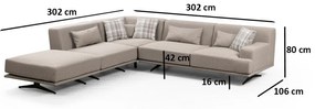 Designová rohová sedačka Kessya béžová - pravá