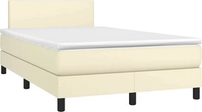 Box spring postel s matrací a LED krémová 120x200 cm umělá kůže 3134095
