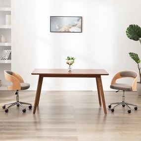 Otočná kancelářská židle taupe ohýbané dřevo a textil 3054847