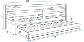 FALCO Postel s přistýlkou Norbert II 90x200 borovice/bílá