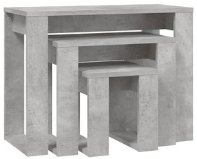 vidaXL Hnízdové stolky 3 ks betonově šedé kompozitní dřevo