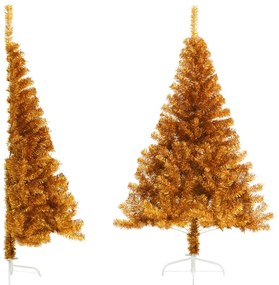 344692 vidaXL Umělý poloviční vánoční stromek se stojanem zlatý 180 cm PET