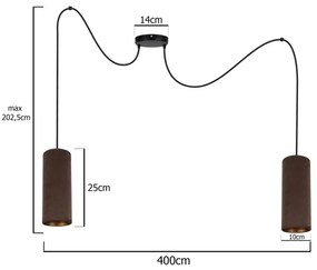 Lustr na lanku AVALO 2xE27/60W/230V pavouk hnědá/měděná