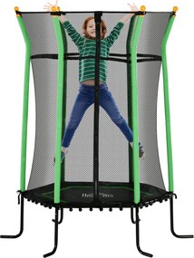 HOMCOM Dětská trampolína Ø163,5 cm, vnitřní trampolína se ochrannou sítí a okrajem, skákací guma, pro děti do 50 kg, od 3 do 10 let Zelená | Aosom