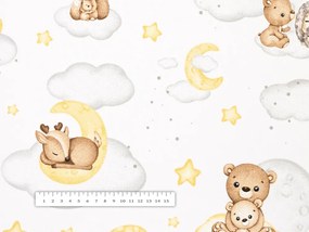 Biante Dětský bavlněný čtvercový ubrus Sandra SA-461 Zvířátka mezi hvězdičkami na bílém 50x50 cm