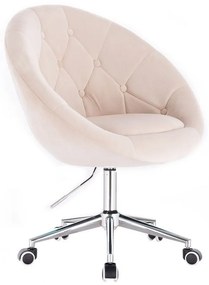 LuxuryForm DESIGN Křeslo VERA VELUR na stříbrné podstavě s kolečky - krémové