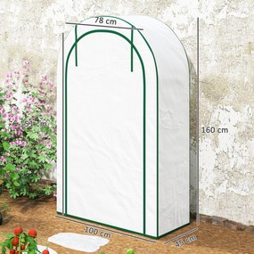Outsunny Mini skleník, 4patrový skleník s plastovou plachtou, přenosný, rolovací dveře, 100 x 45 x 160 cm, bílá