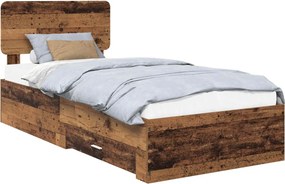 Rám postele s čelo Staré dřevo 90 x 200 cm Kompozitní dřevo 3412425