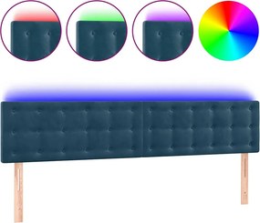 Čelo postele s LED tmavě modré 160x5x78/88 cm samet 3122104