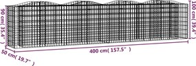 vidaXL Klenutý gabion vyvýšený záhon 400x50x100 cm pozinkované železo [153547]