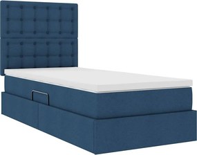 Postel s úložným prostorem a matrací Modrá 90 x 200 cm textil 3371885