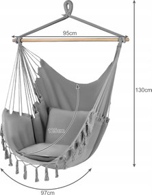 1Mcz HO-937 Závěsné houpací křeslo brazilské Hamak 90 x 130 cm