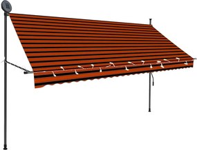 Ručně zatahovací markýza s LED světlem 300 cm oranžovo-hnědá 145880