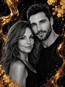 Foto obraz z vlastní fotky na plátno – Luxusní Glamour Gold styl se zlatými prvky