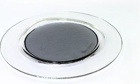 Kulatý servírovací tác čirý se šedým středem Průměr: 27cm