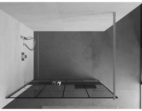 Mexen Kioto+ sprchová zástěna s poličkou a kolejnicí 130 x 200 cm, Průhledné/Černý vzor 8 mm, Chromovaná - 800-130-121-01-77
