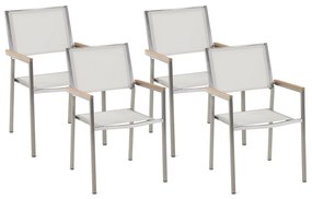 Sada 4 zahradních židlí z nerezové ocele bílá GROSSETO Beliani