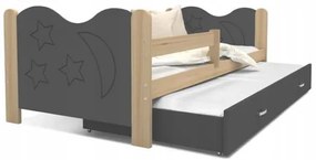 Dětská postel MIKOLAJ P2 80x190 cm s borovicovou konstrukcí v šedé barvě s přistýlkou