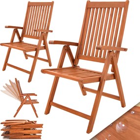 Skládací židle sada 2 ks ergonomické nastavitelný 5 polohy eukalyptus