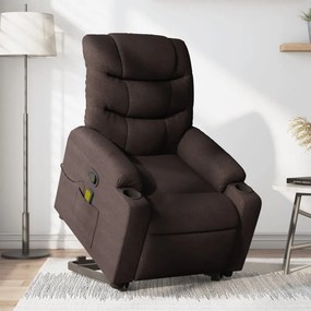 Zvedací masážní polohovací křeslo tmavě hnědé textil 3206659