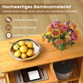 Costway Kuchyňský vozík s úložným prostorem bambusový vozík servírovací vozík
