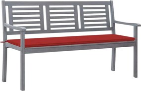 vidaXL 3místná zahradní lavice s poduškou 150 cm eukalyptus [3061060] Barva: Červená