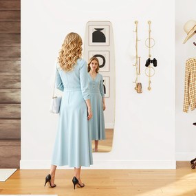 HOMCOM nástěnné celozrcadlo 160 × 40 cm s kovovým rámem — dekorativní celozrcadlo do předsíně, ložnice a obývacího pokoje, zlaté