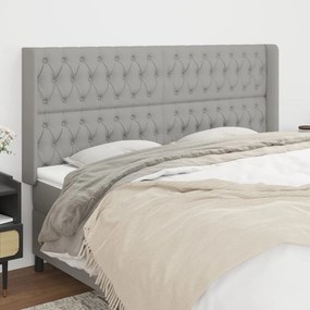 Čelo postele typu ušák světle šedé 203x16x118/128 cm textil 3119938