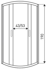 Aplomo Intro čtvrtkruhový sprchový kout Rozměr koutu: 80x80cm