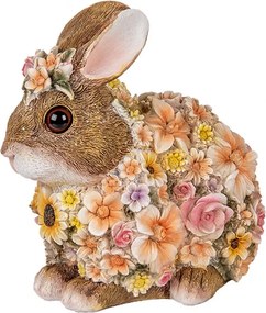Dekorace figurka králíček posetý květy - 19*12*18 cm