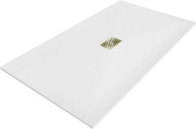 Mexen Hugo, obdélníková sprchová vanička SMC 200 x 100 cm, bílá, zlatá krytka, 42101020-G