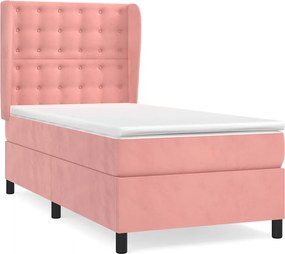 Box spring postel s matrací růžová 90x200 cm samet 3129434